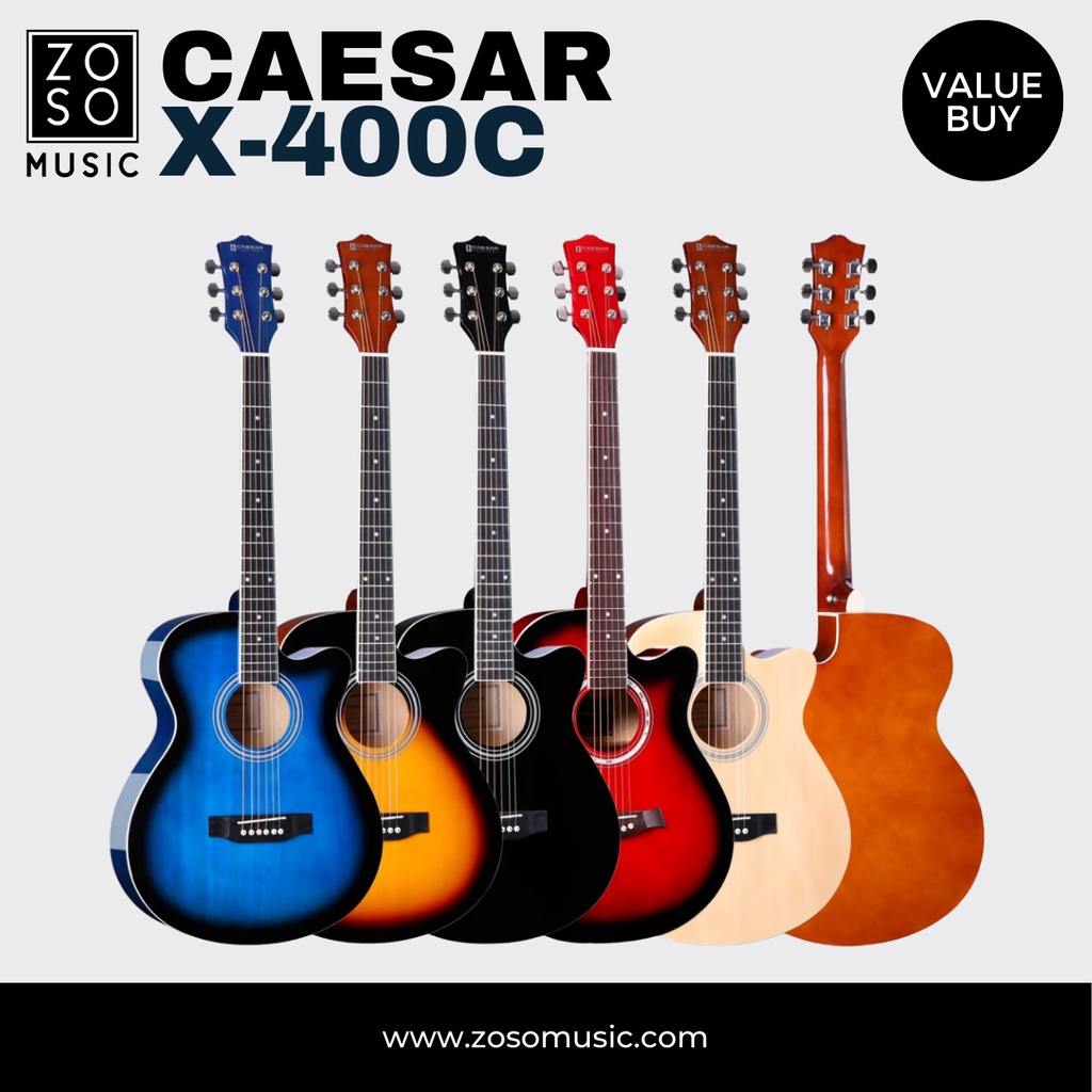 CAESAR 40" ACOUSTIC GUITAR CUTAWAY GLOSS FINISH (CAESAR/ ACOUSTIC GUITAR/ ZOSO MUSIC) | Shopee ...