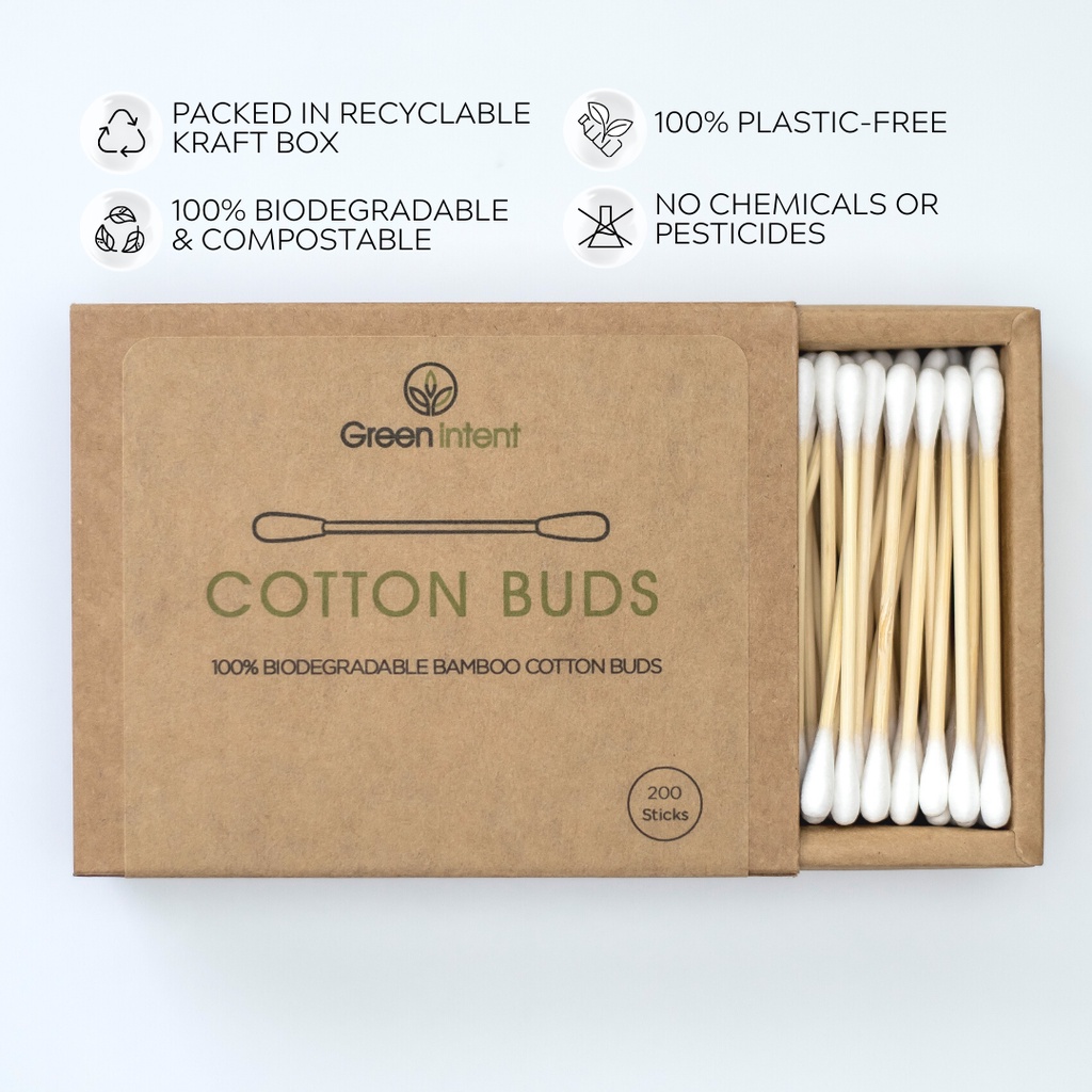 Bamboo Cotton Buds (200 pcs) | 100% Plant-Based | Eco-Friendly ...