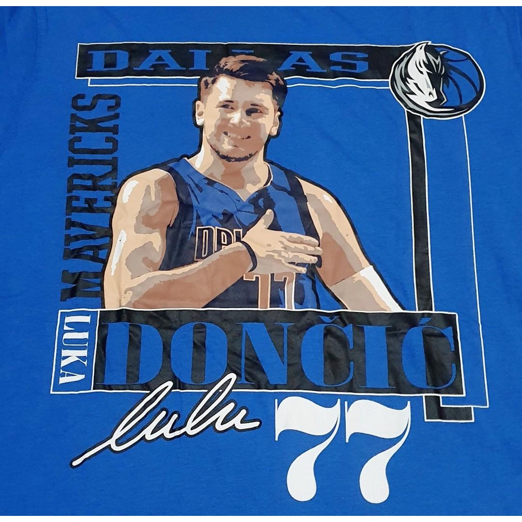 NBA Basketball Blue Dallas Mavericks T-Shirt No. 77 Luca Doncic (Medium ...