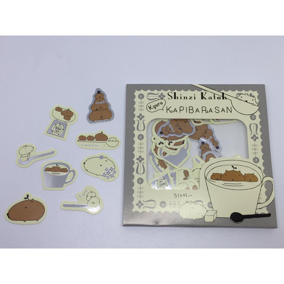 Shinzi Katoh Kyuru Kapibarasan Metallic Sticker Flakes - Cup Capybara ...