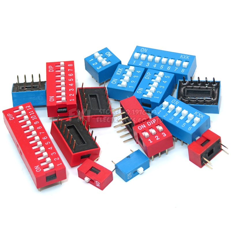 10PCS Slide Type Switch Module 1 ~ 12 Bit 2.54mm Position Way DIP Blue ...