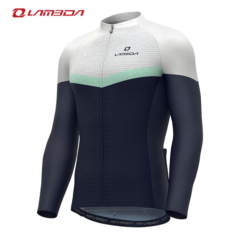LAMEDA Men's Cycling Jersey Top Long Sleeve Highway Mountain Bike Clothes 3 Pockets Full Zip ...