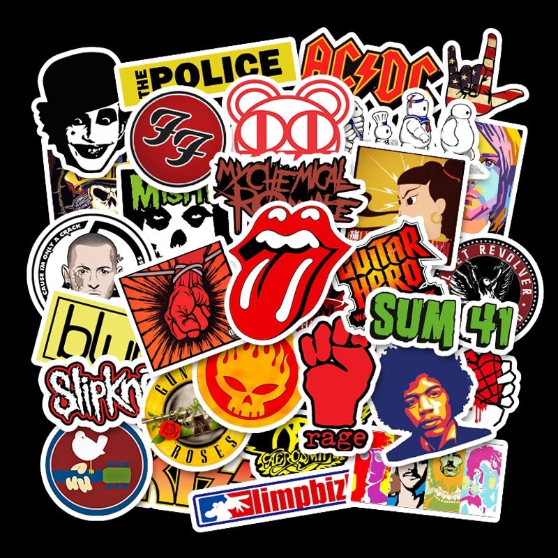 52Pcs Hip Pop Rock Band Stickers Waterproof For Laptop Motor Skateboard ...