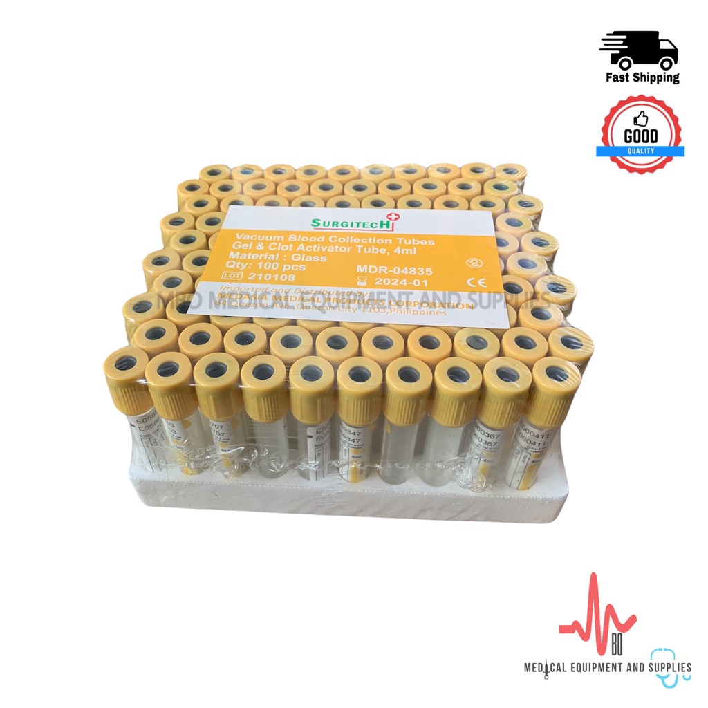 Yellow Top Blood Collection Tube - 4ml (100pcs/tray) | Shopee Philippines