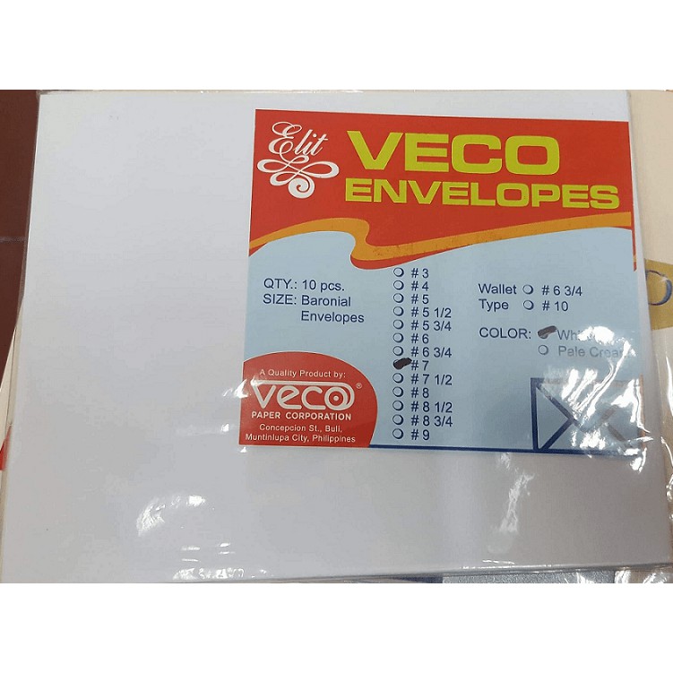 Veco Envelope #7 White (10's) [ 2 PESOS ] | Shopee Philippines