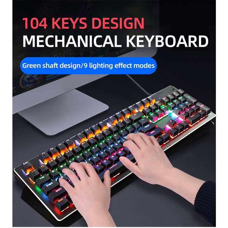 Mechanical gaming keyboard 104-Key RGB LED backlit wired keyboard ...
