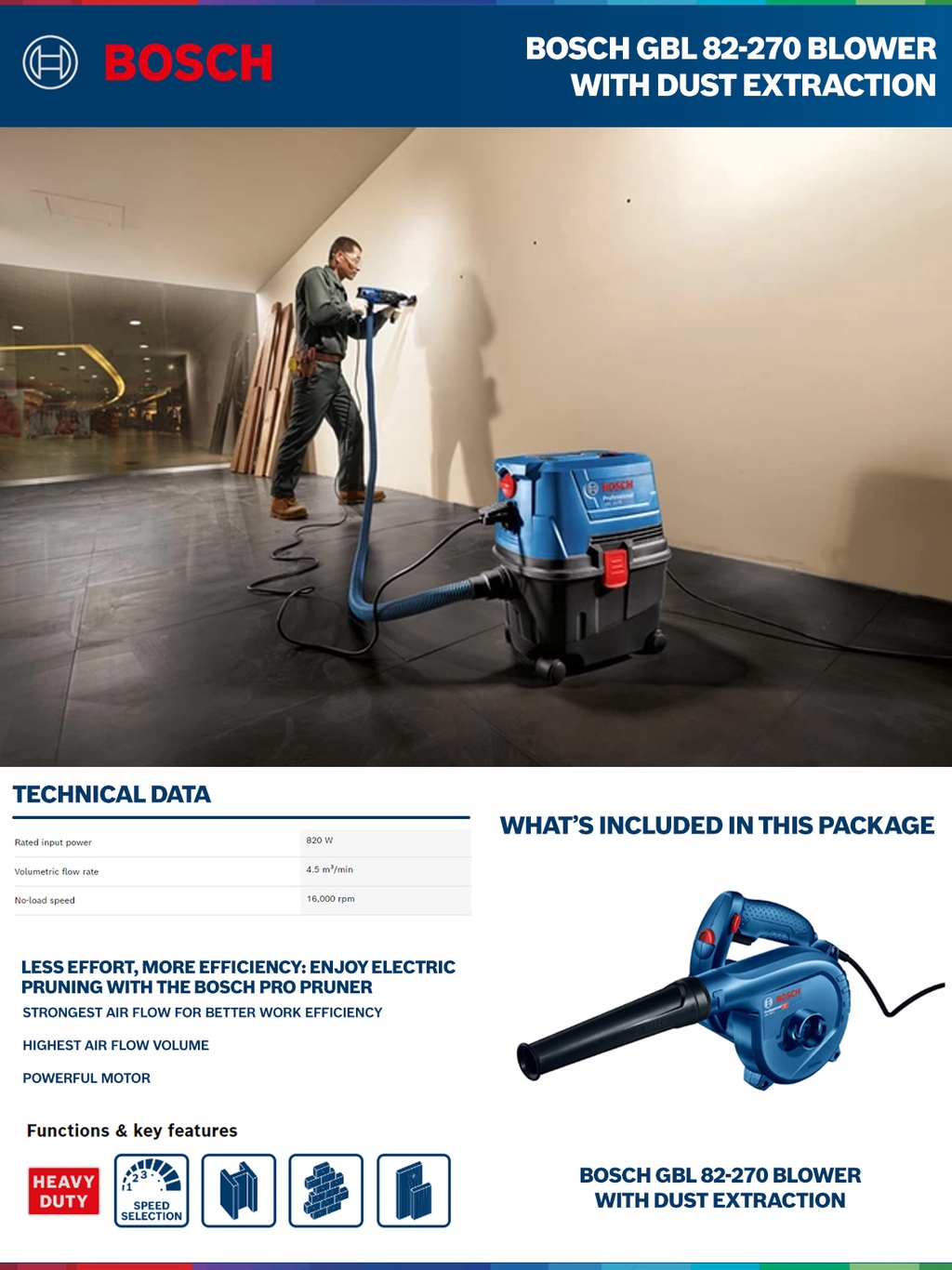 Bosch GBL 82-270 Blower with Dust Extraction - Tools/Accessories ...