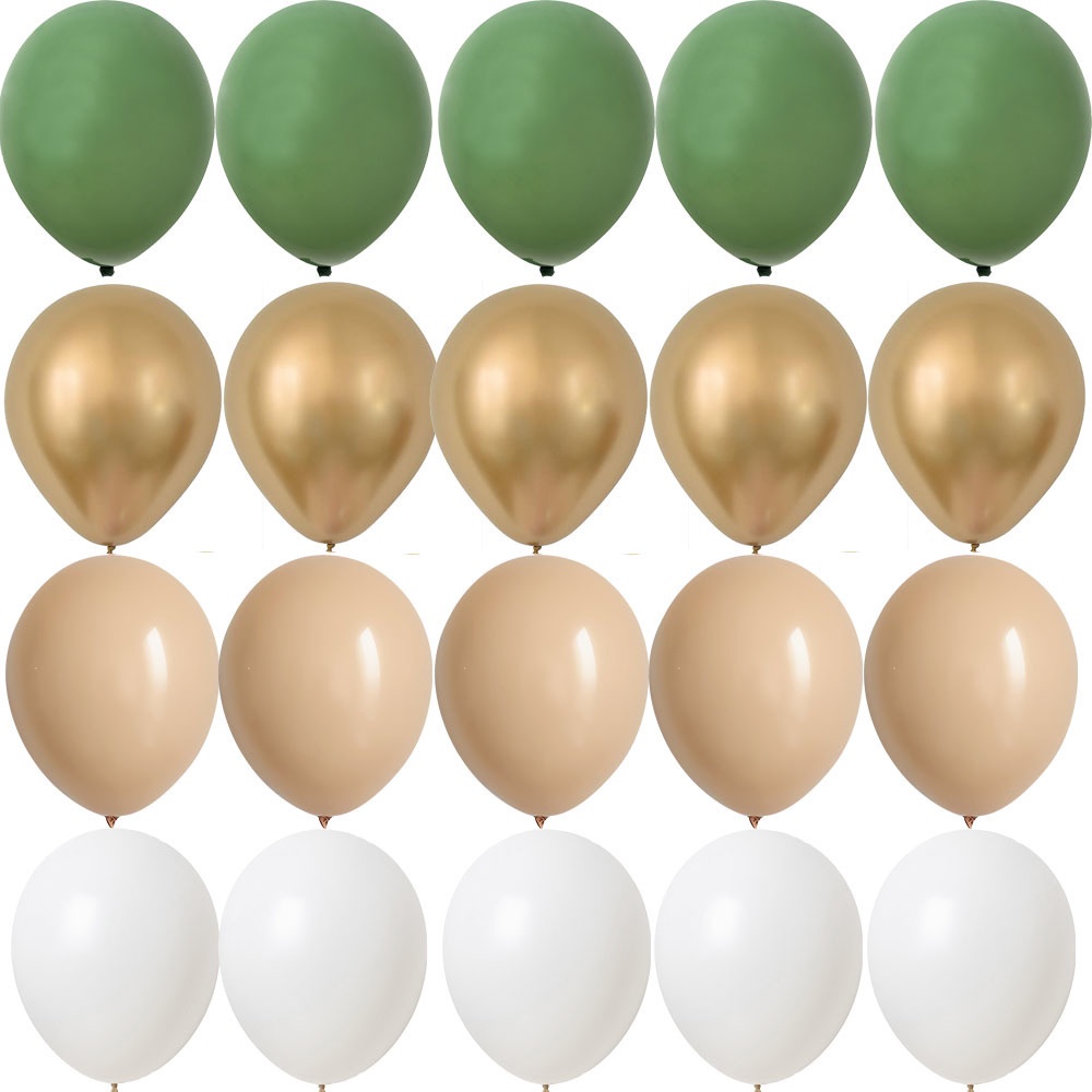 10PCS 10inch Balloon Kit Retro Green White Gold Balls Birthday Wedding ...