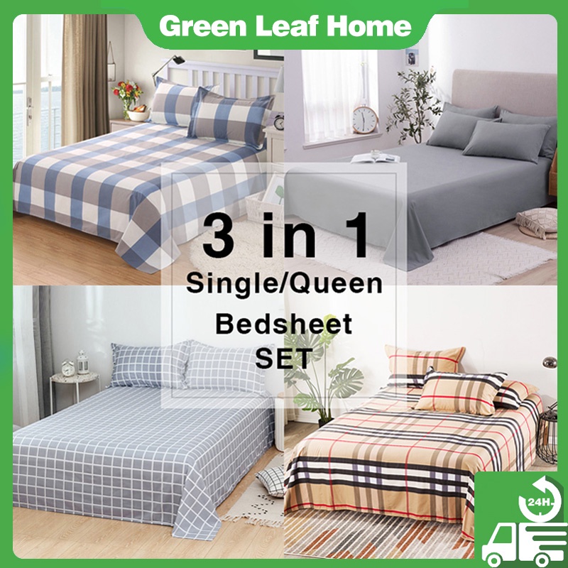 3 in 1 Single/Queen Size Bedsheet set Canadian cotton household with 2 ...