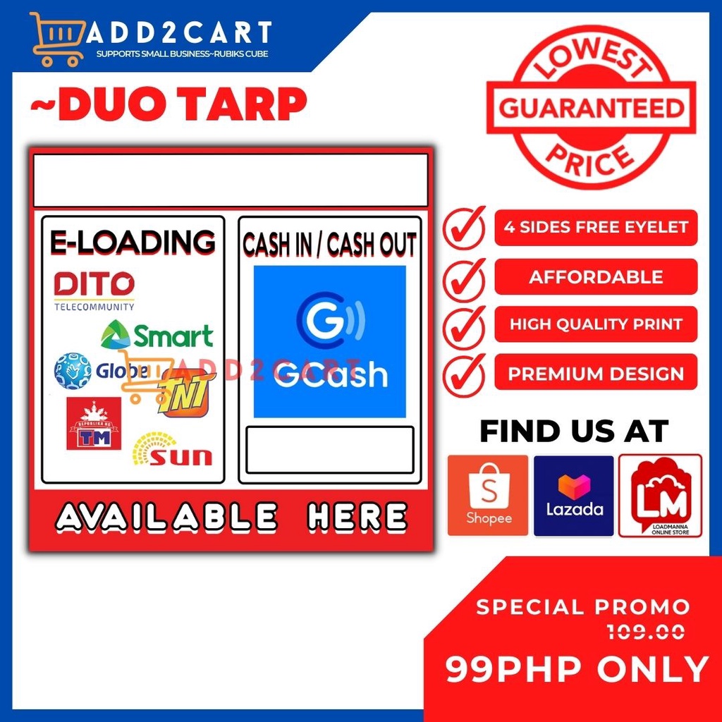 Eloading Tarp With Gcash Tarp With Box For Number Duo Tarpaulin Sq