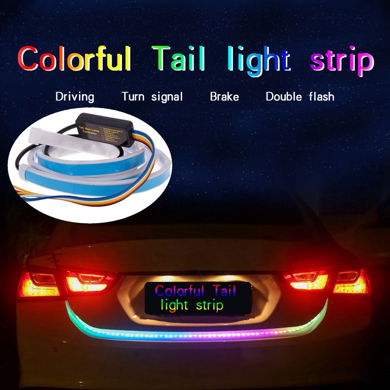 120CM Universal 12V Car LED Tail Light Strip Tailgate Light Bar Safe ...
