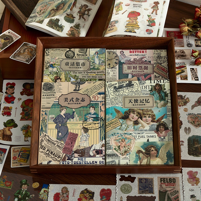 20 sheets /set Junk journaling sticker book[retro manor series]INS ...
