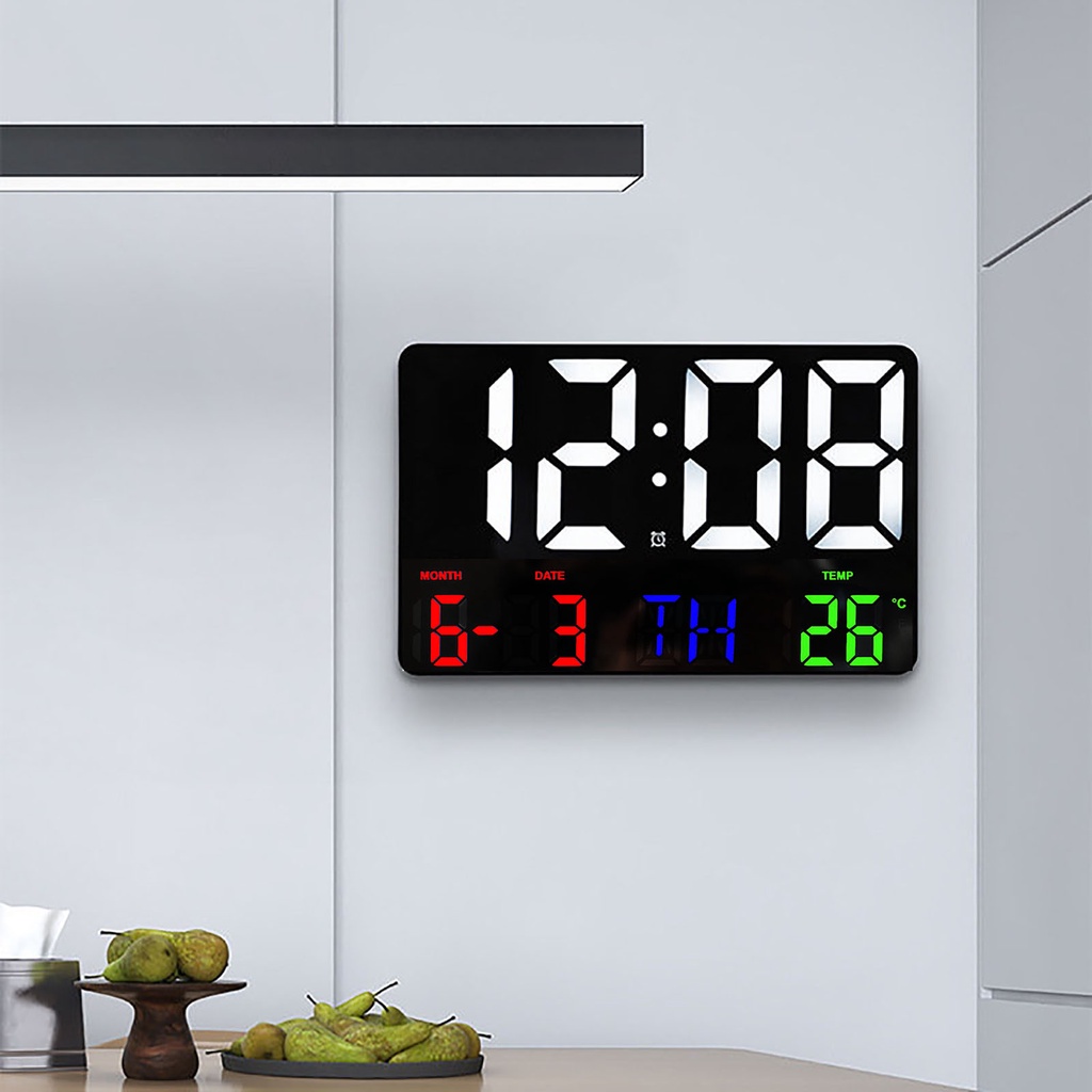 LED Digital Wall Clock Large Screen Temperature Date Day Display ...