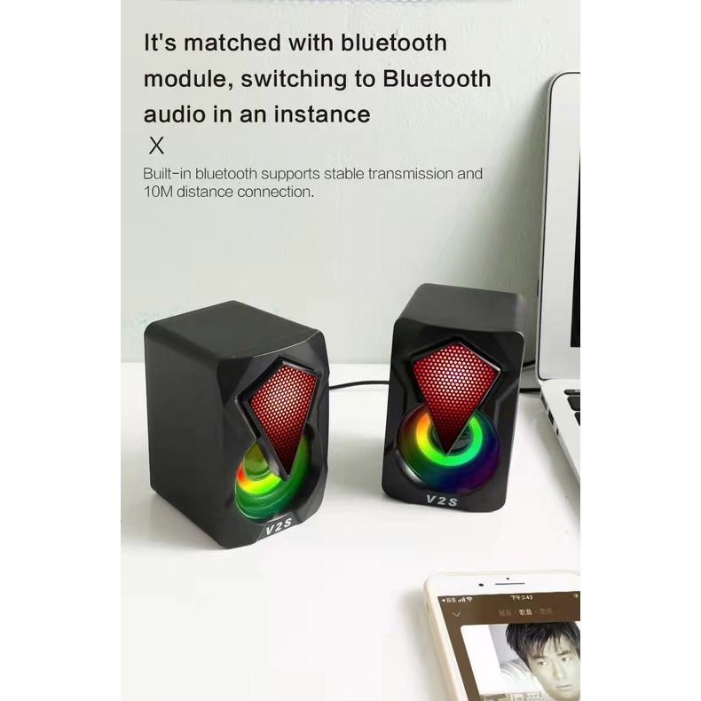 V2S S6 High-fidelity PC computer wired Jack speaker desktop laptop mini ...