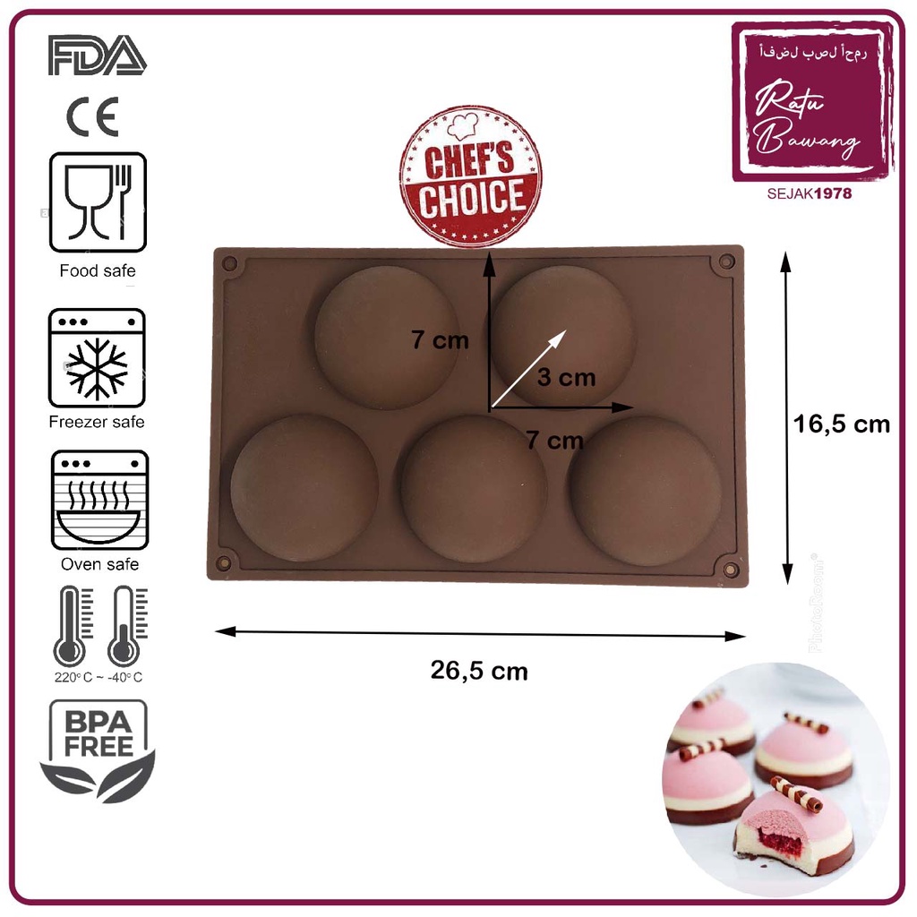 Dome Mold 5-half Round 7cm 8cm Silicone cake chocobomb Chocolate mousse ...