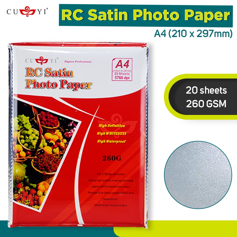 CUYI RC Satin Photo Paper 260gsm Resin Coated Inkjet Photo Paper 3R ...