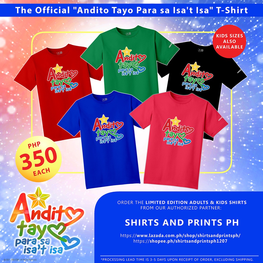 2021 The Official "Andito Tayo para sa Isat Isa Shirt" Adult XS-XL ...