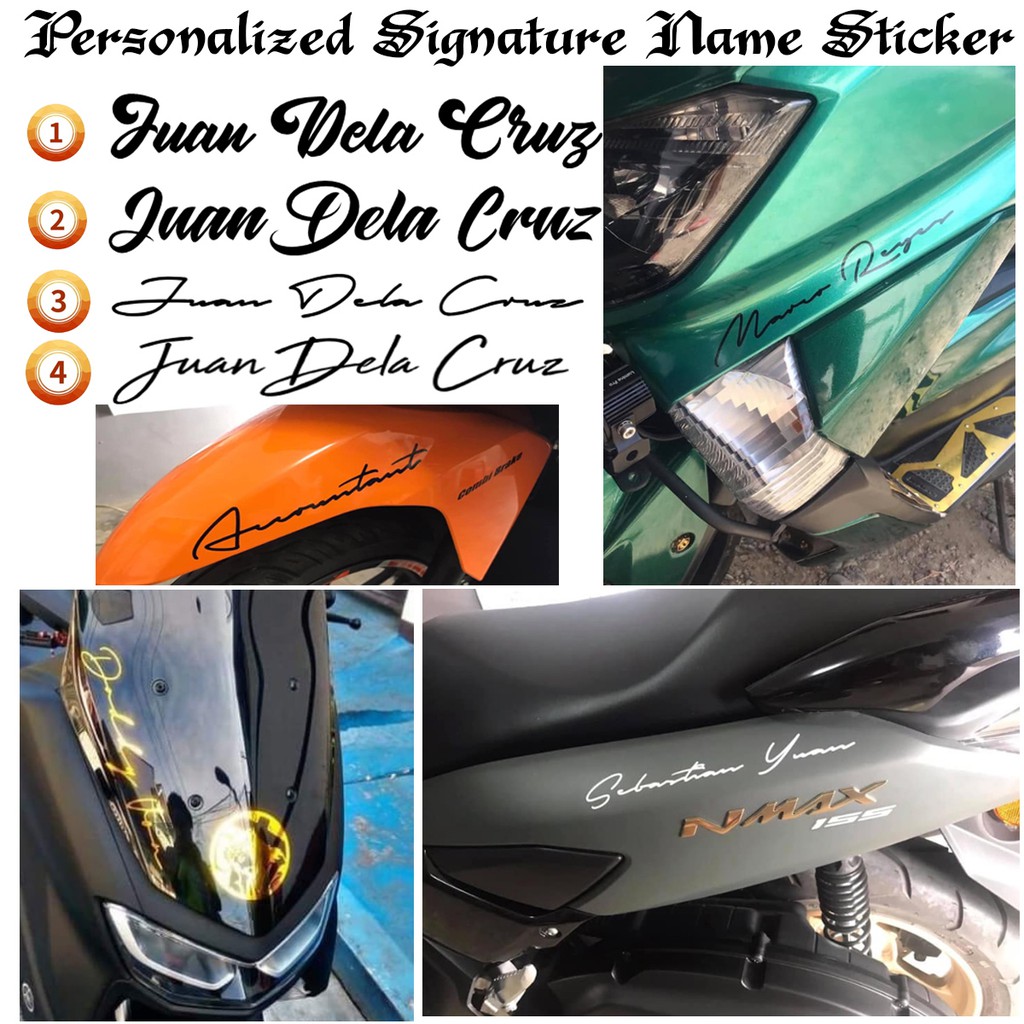 Signature Name Sticker for Motorcycle / Car Decals COD | Shopee Philippines