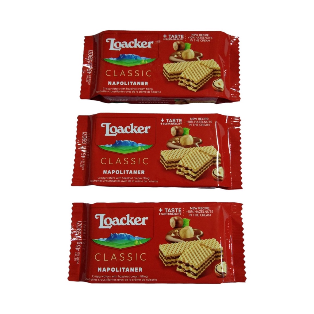 3pcs Loacker Classic Napolitaner Wafer Biscuit 45g | Shopee Philippines
