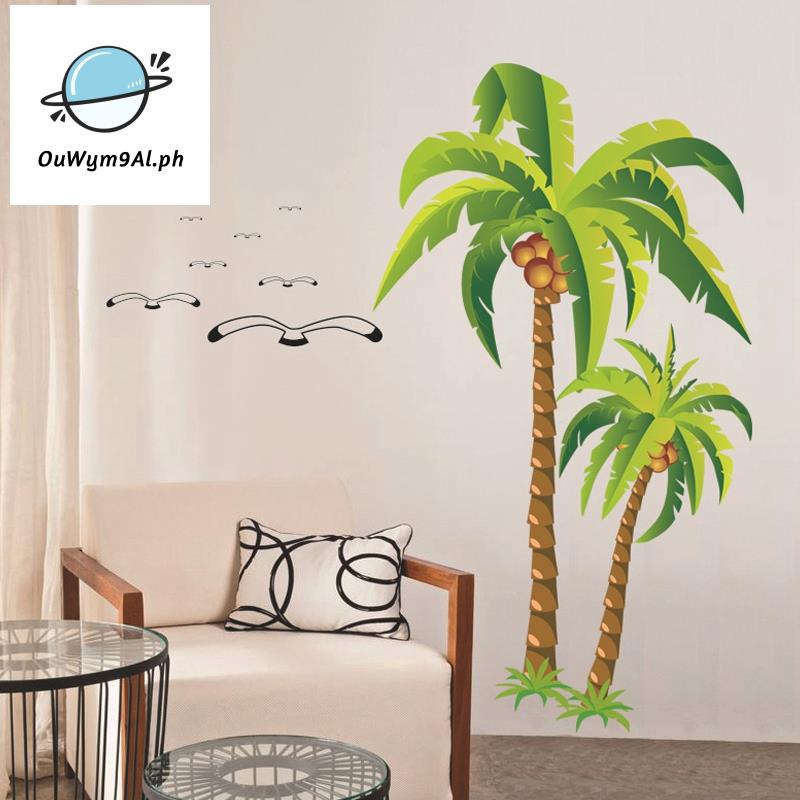 Coconut Palm Tree Sticker Tropical Beach Wall Decal Living Room ...