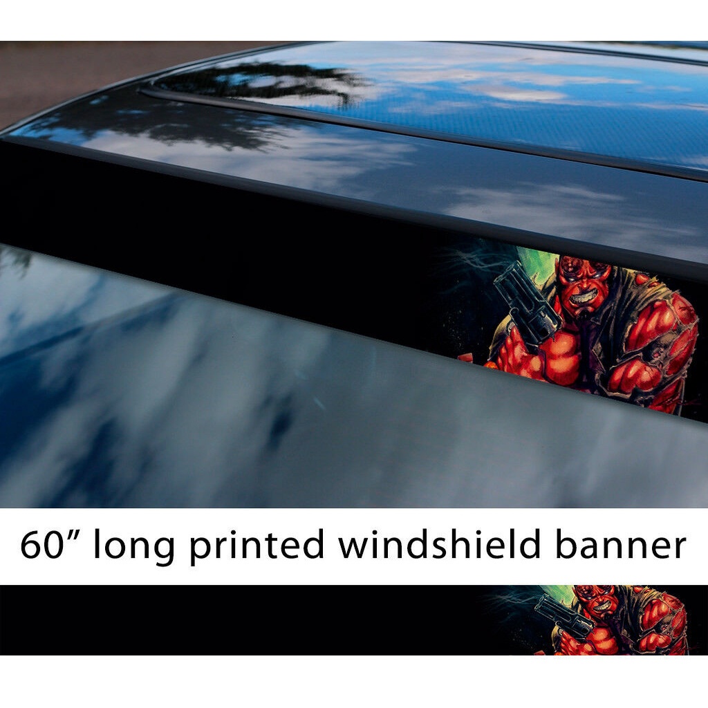 60" Hellboy Comics Superhero Badass Hell Strip Printed Windshield Vinyl ...