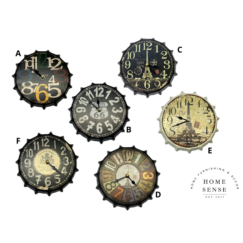 Mini Wall Decor Bottle Cap Clock Vintage Clock Retro Clock Home Decor Decorative Clock Jam Hiasa ...