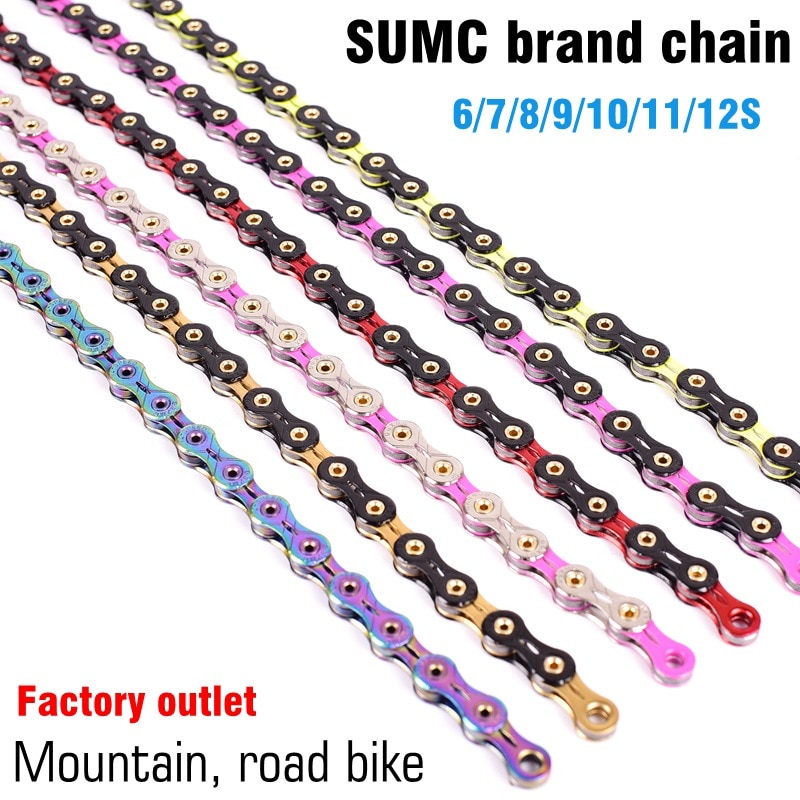 SUMC Bicycle chain Gold Rainbow Bike Chain X8 X9 X10 X11 X12 Super ...