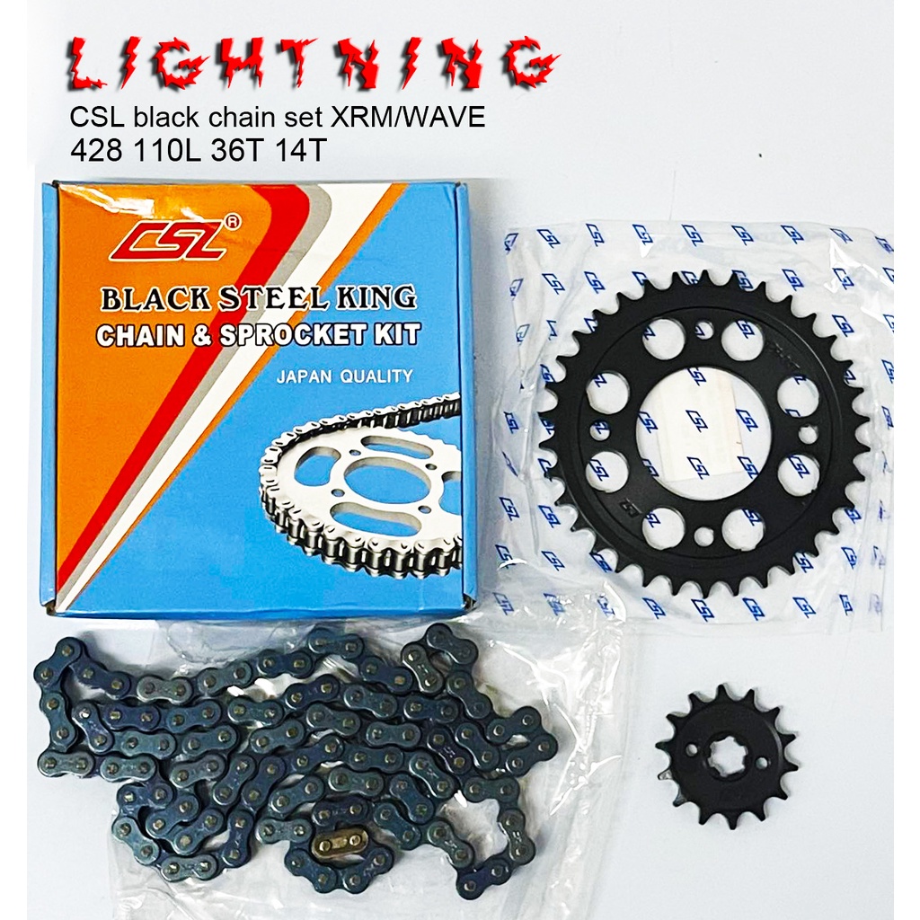 CSL black chain set XRM125 C100 Dream Smash Wave125 Wave100 chain set ...