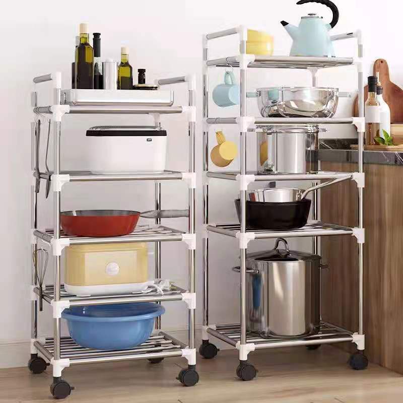 5 Tier Kitchen Pot Rack Free-Standing Stainless Steel Storage Shelves ...