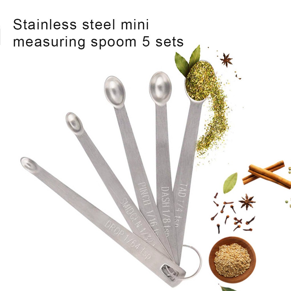 5pcs Small Measuring Spoons Stainless Steel Seasoning Dry and Liquid ...