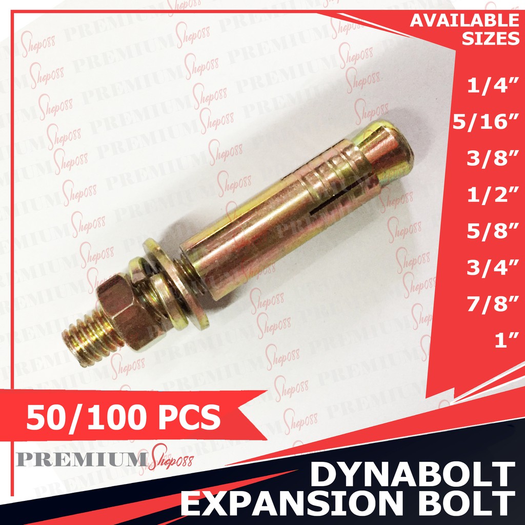 50/100pcs Dyna Bolt 1/4" 5/16" 3/8" 1/2" Dynabolt 1/4 5/16 3/8 1/3 ...