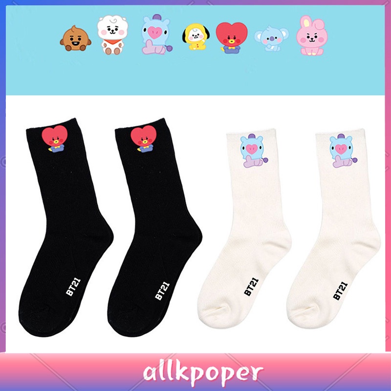 KPOP BT21 BTS Long Socks Cute Printed Socks Slip-proof Stockings ...