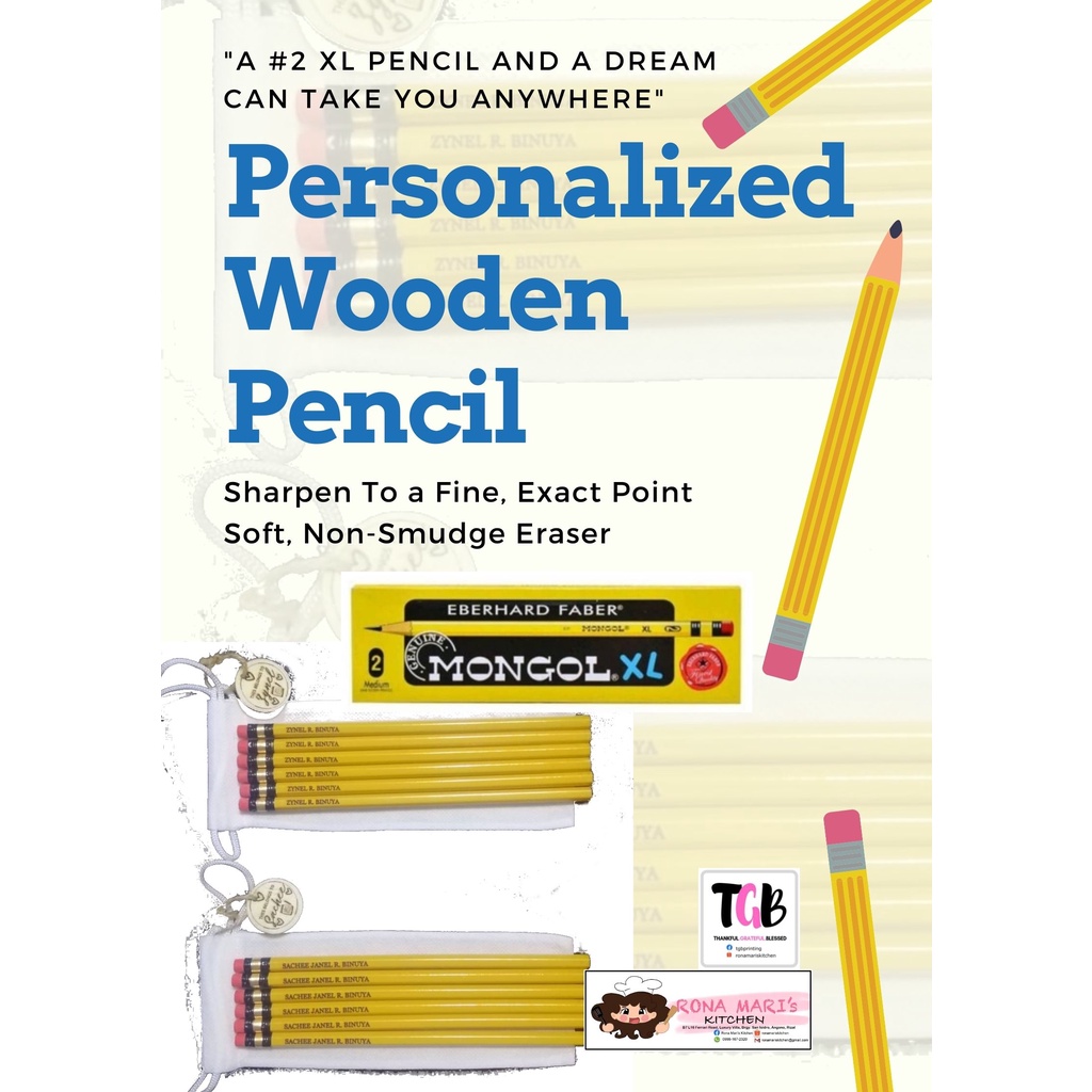Personalized Laser Engraved Mongol #2 XL Pencil (set of 3 or 6 ...