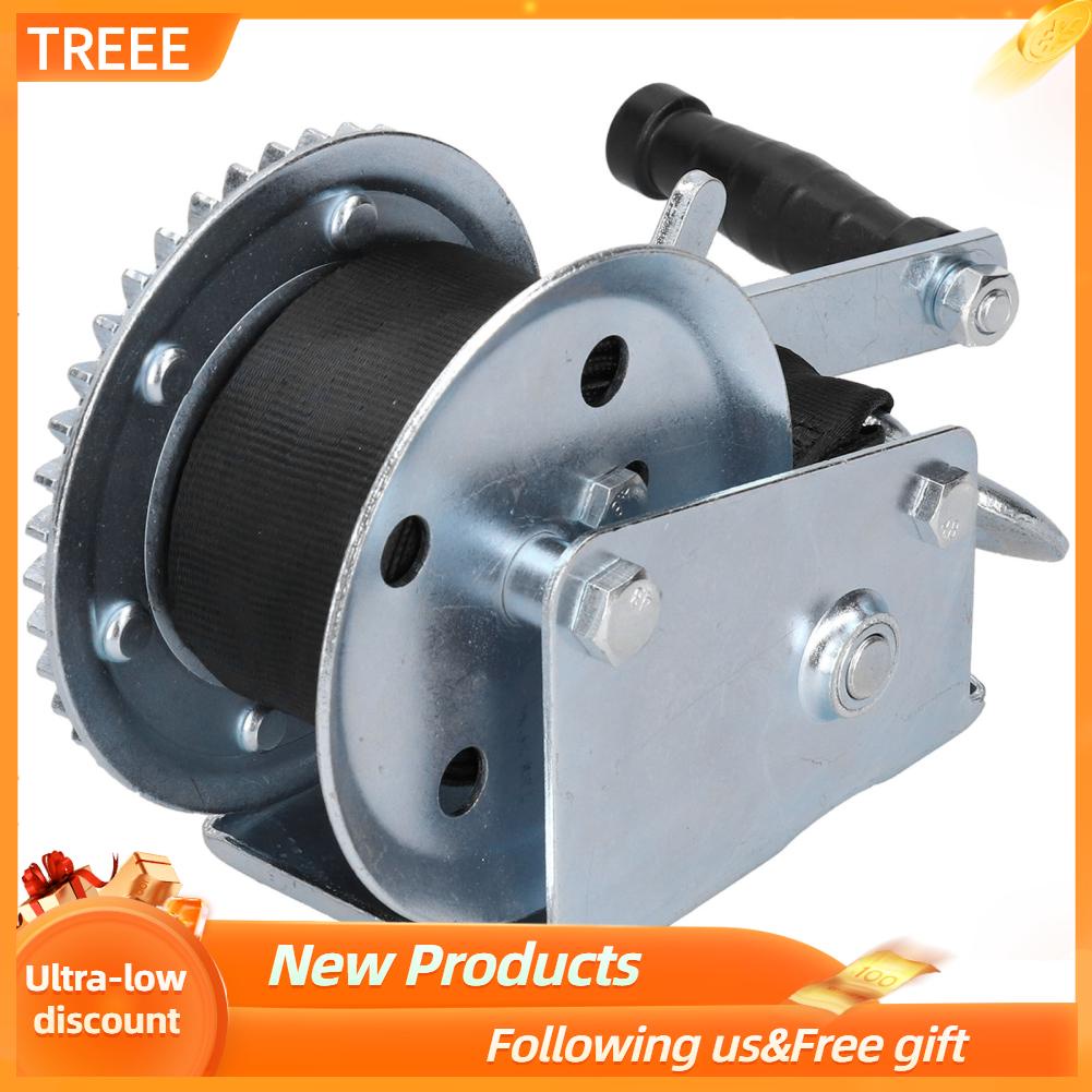 Treee 1200LBS Heavy Duty Winch W/ 8M Strap Hand Crank Cable Gear For ...