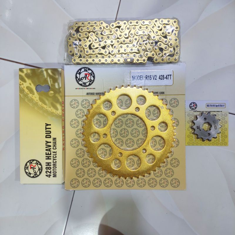 AR Sprocket Chain Set 15-47 or 14-47 Gold Steel Yamaha Sniper 155 150 ...