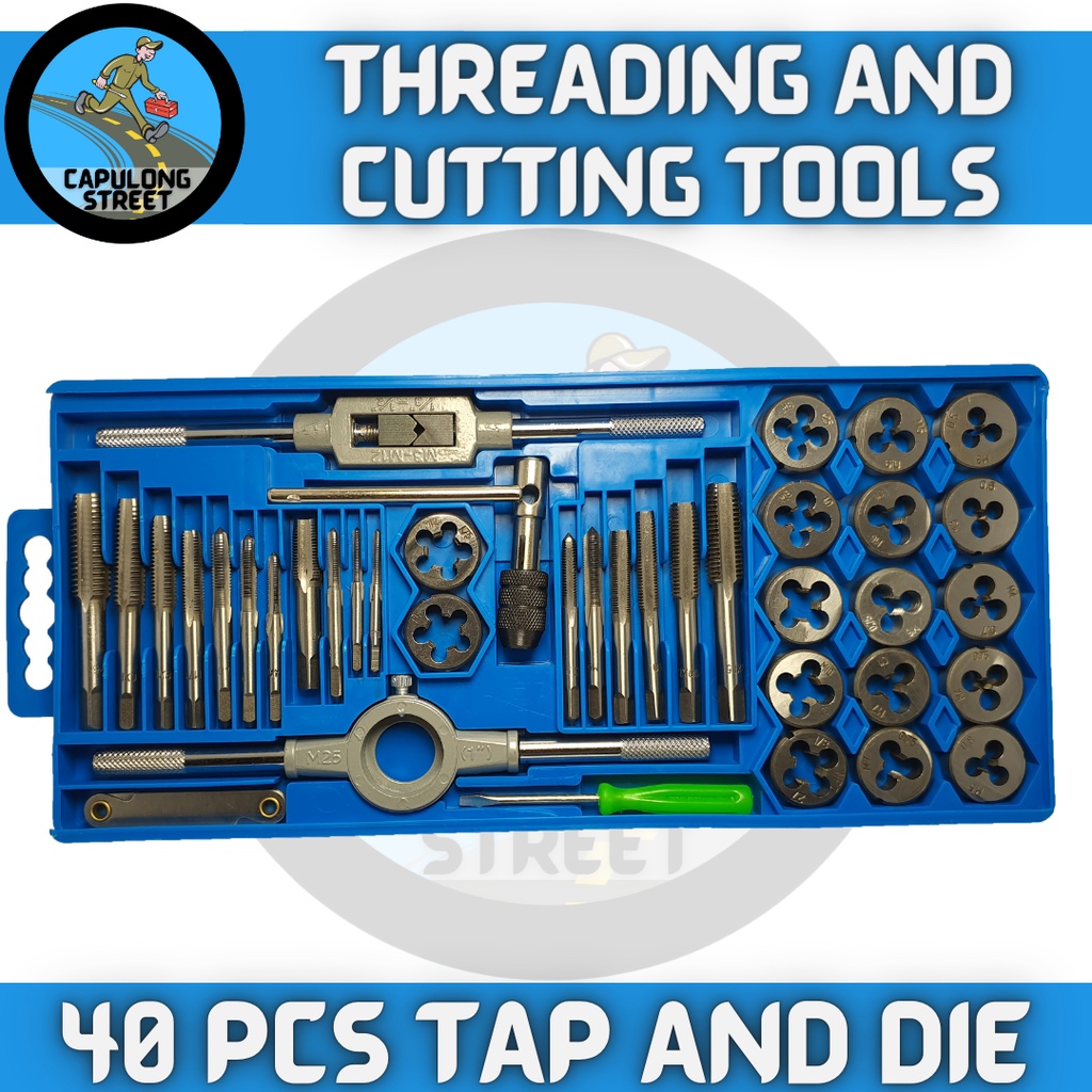 Capulong 40Pcs Tap And Die Set Threading And Cutting Tool Set Metal Works Fitting Metric Hand ...