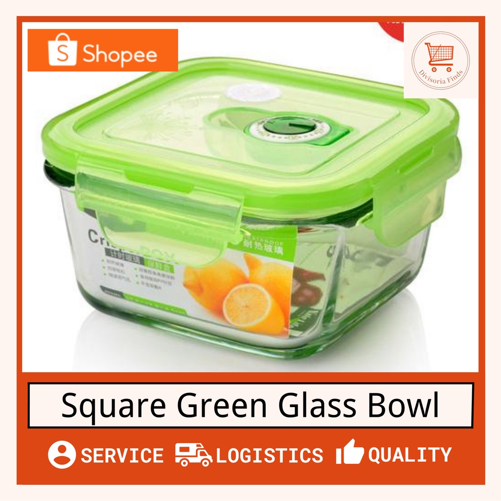 #3053 Glass Crisper Microwavable Green Square | Shopee Philippines