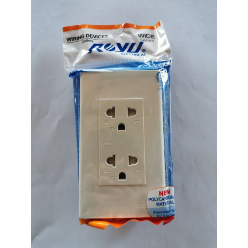 Royu Wide Series Duplex Universal Outlet with Ground & Shutter Cover ...