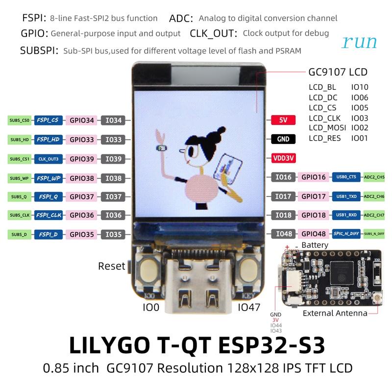 run ESP32-S3 WiFi Bluetooth-compatible LILYGO Development Board LCD ...