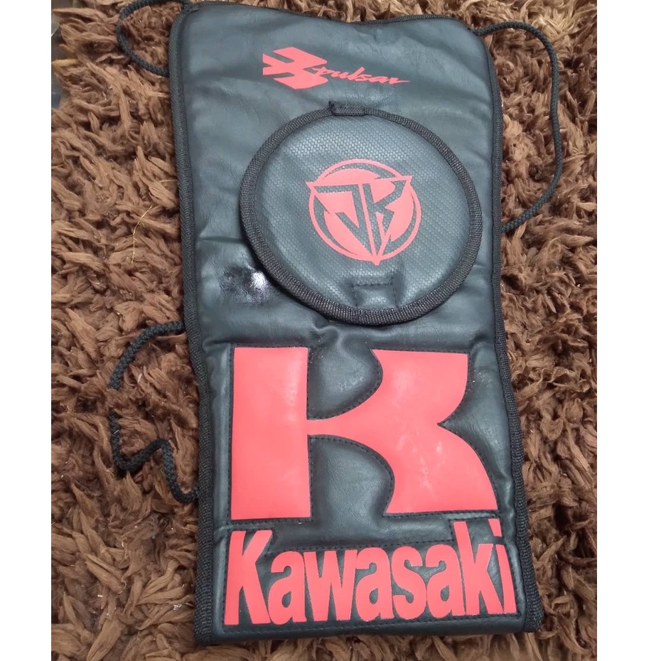 KAWASAKI PULSAR Tank Pad Cover Leathered Foam Pad Cover Black Red ...