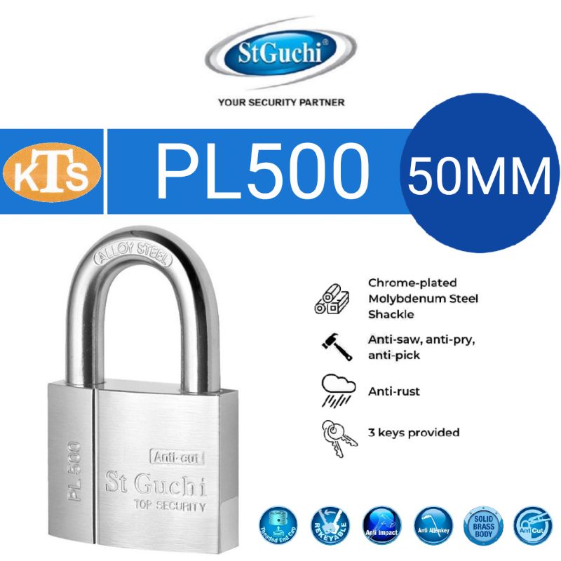ST GUCHI PL500N 50MM ANTICUT PADLOCK WITH 4 KEY | Shopee Philippines