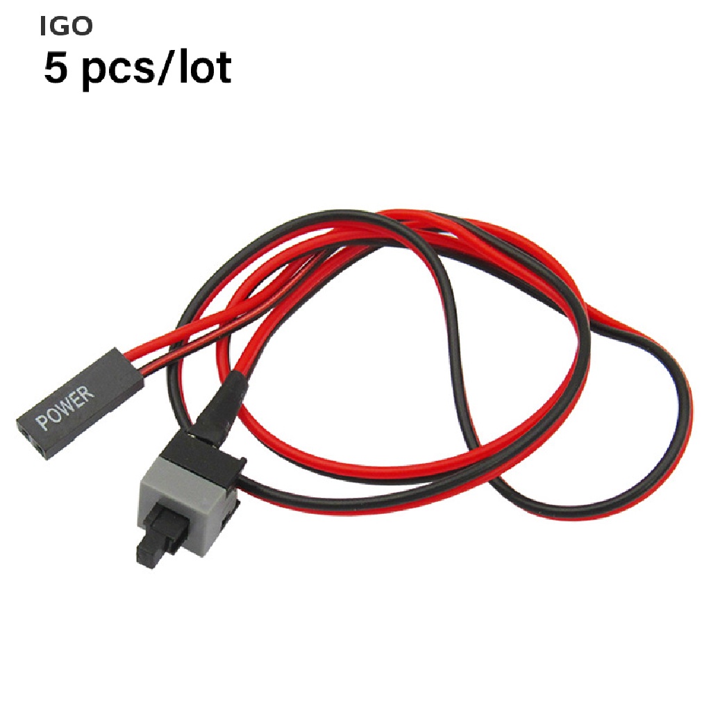 IGO 5 Pcs 50cm 2 Pin SW PC Power Cable On/Off Push Button Computer Case ...
