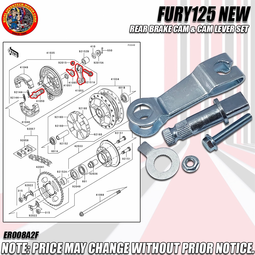 FURY 125 NEW REAR BRAKE CAM & CAM LEVER SET (ER008A2F) | Shopee Philippines