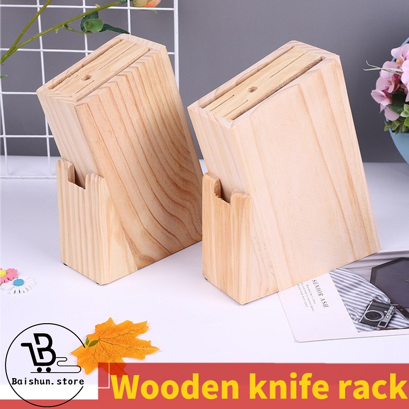 BAISHUN COD Simple wooden knife holder kitchen tool container | Shopee ...