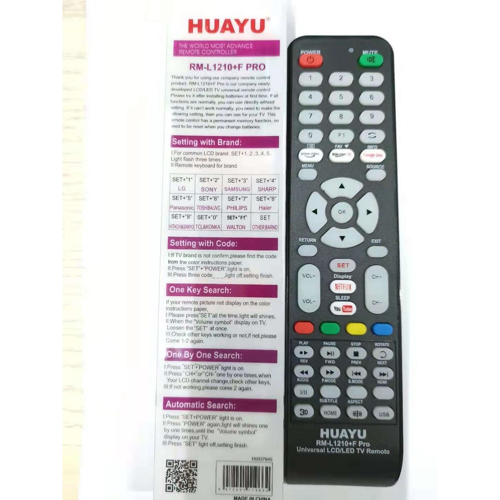 COD Huayu RM-L1210+F PRO Universal TV Remote For Pensonic Coby Devant LED TV | Shopee Philippines