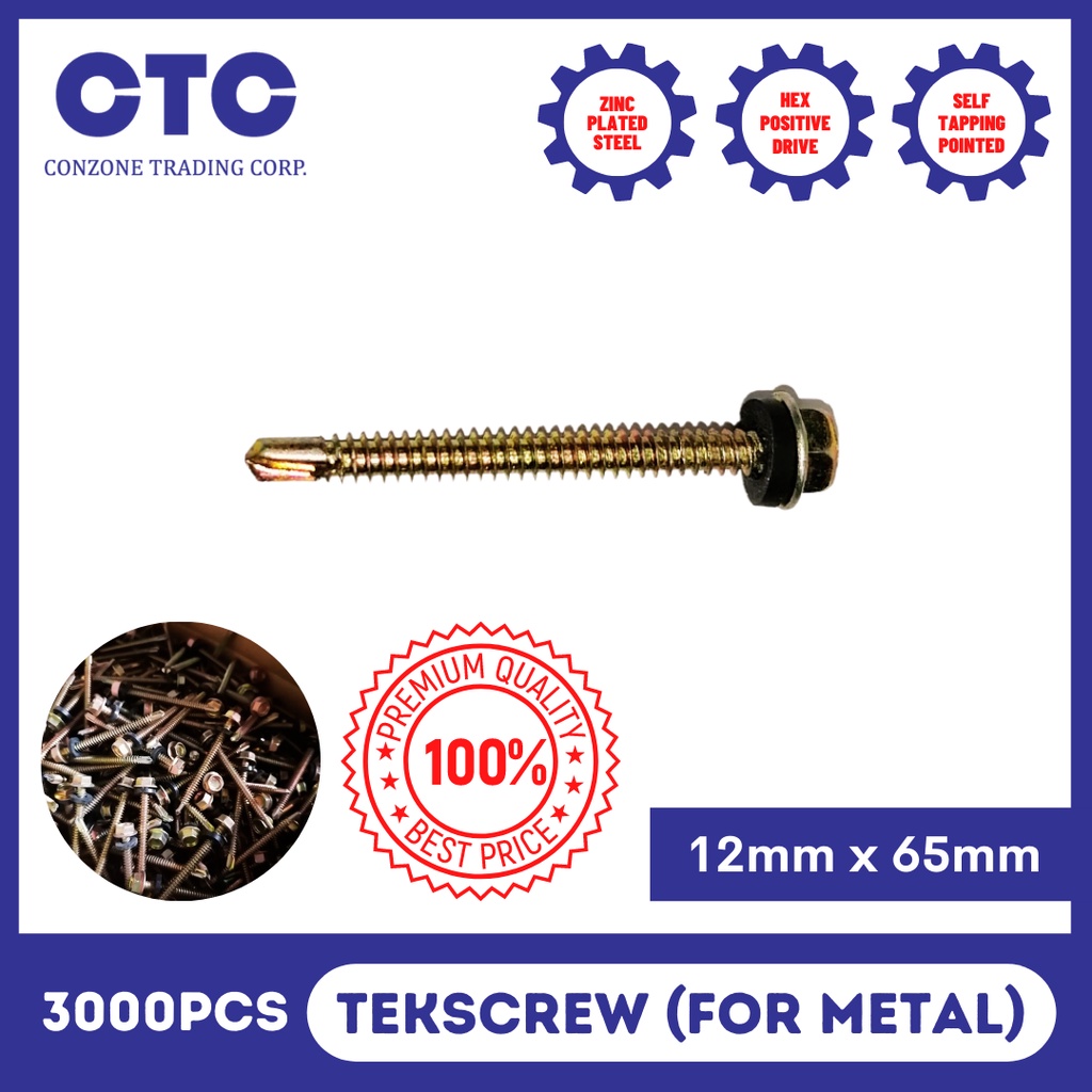 3000pcs (65mm) Tek Screw METAL by Fazen Quality Fasteners | Shopee ...