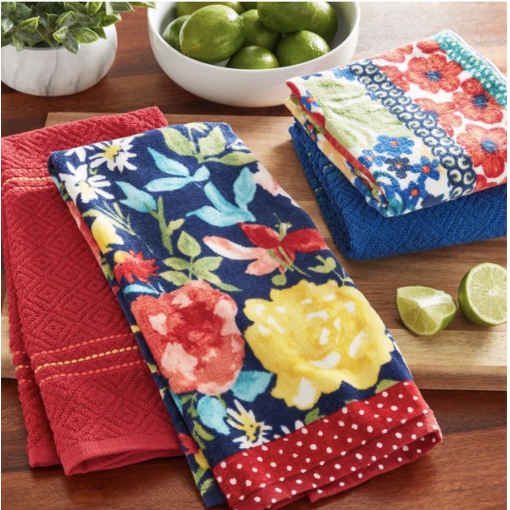 The Pioneer Woman Fiona Floral Kitchen Towel Set of 4 (16"W x 28"L ...