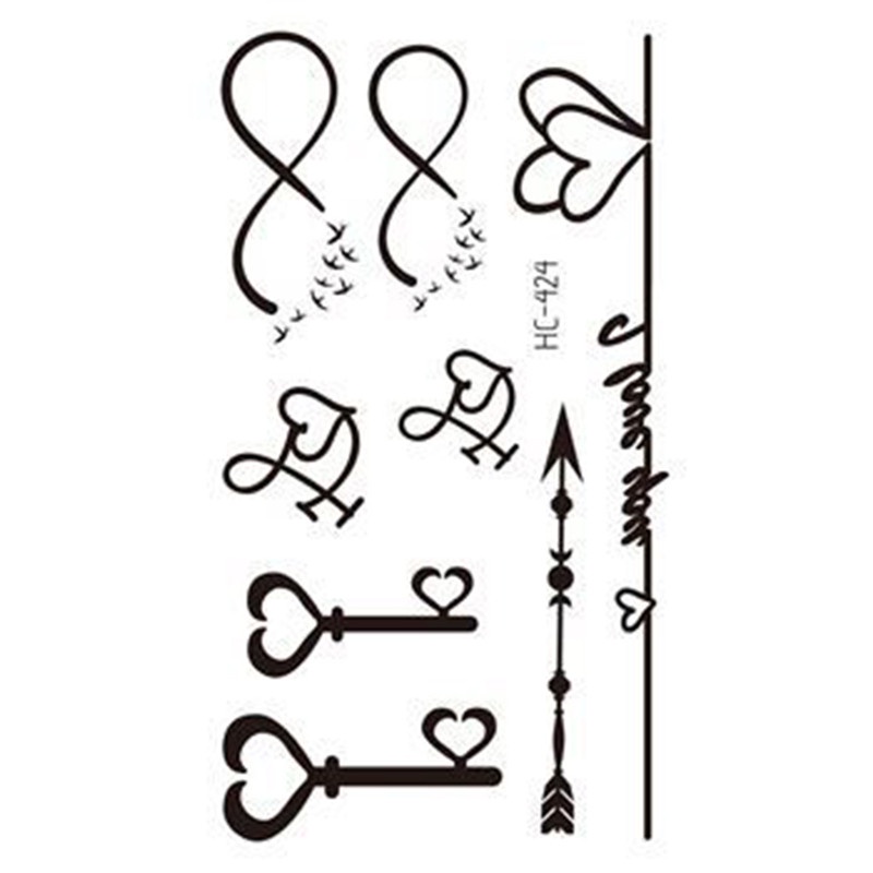 Waterproof Temporary Tattoo Sticker Small Simple Line Wings Heart Tatoo ...