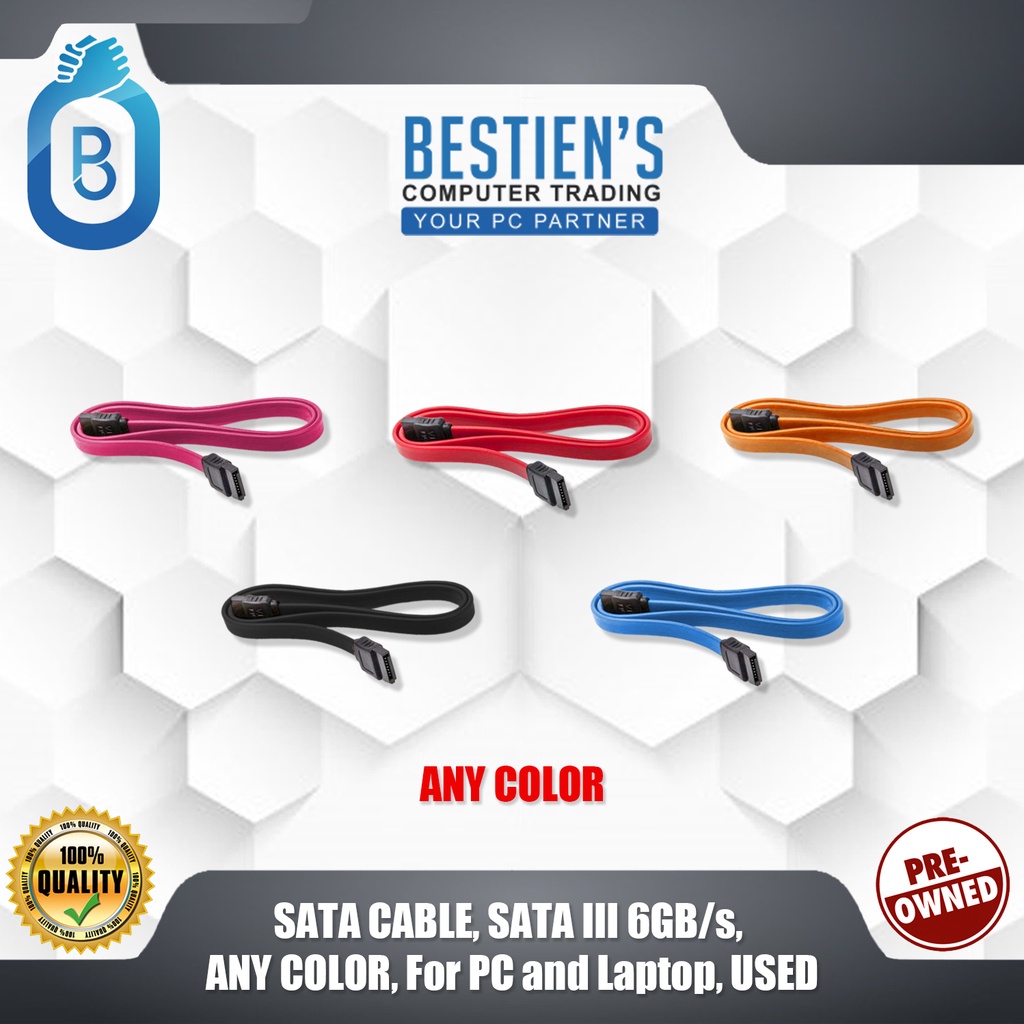 SATA CABLE, SATA III 6GB/s, ANY COLOR, For PC and Laptop, USED | Shopee ...