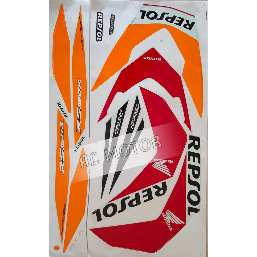 HONDA RS 150 REPSOL (3) BODY STICKER SET - DECAL MOTORCYCLE STRIPE ...